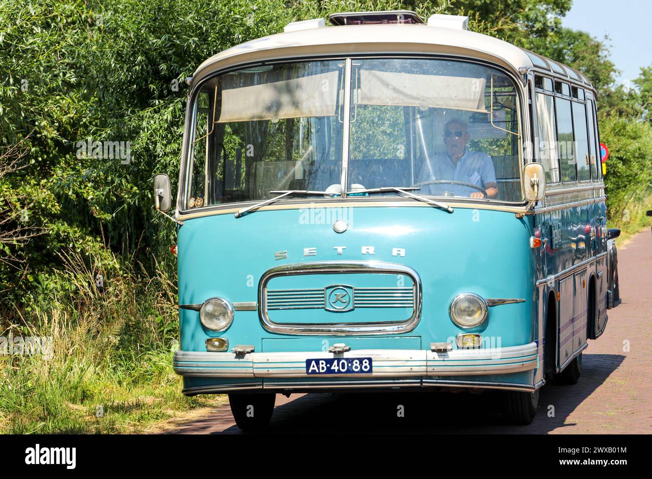 Historic blue Setra bus of coach company speedwell at a meeting in ...
