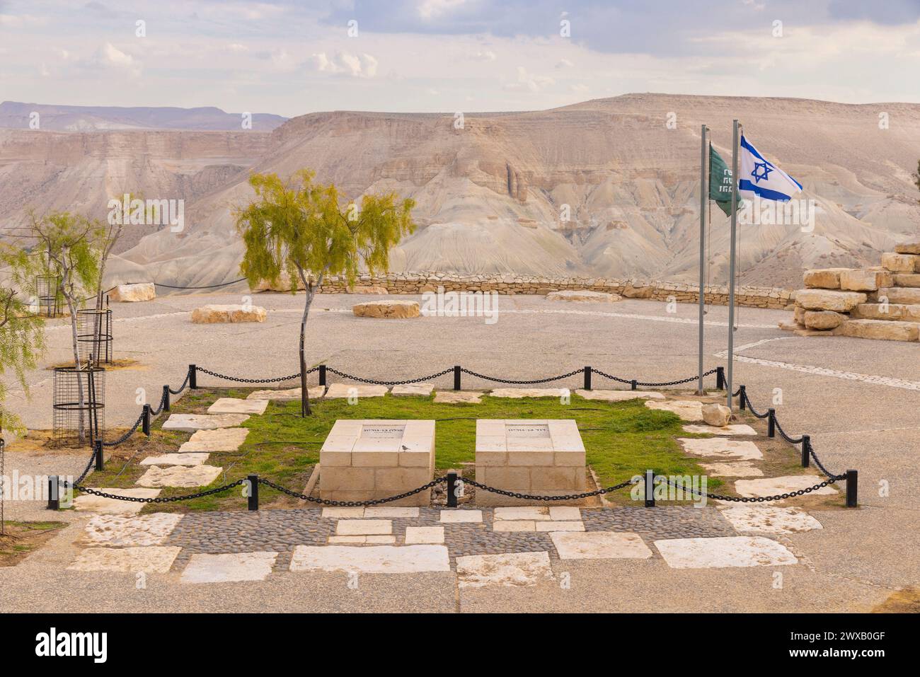 Graves of Paula and David Ben-Gurion In Midreshet Ben-Gurion, Negev Desert, Kibbutz Sde Boker ...