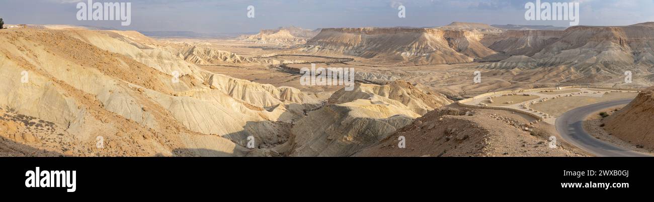 Negev desert, View From Sde Boker Kibbutz, Israel - Panoramic Shot, Sunset - Sunrise Time Stock ...