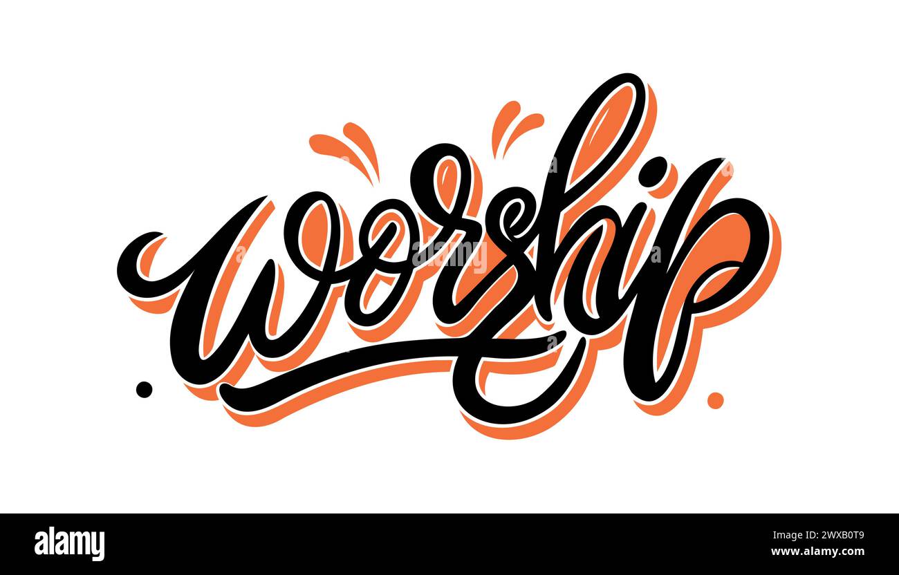 Worship - handwritten calligraphic inscription font on a white ...