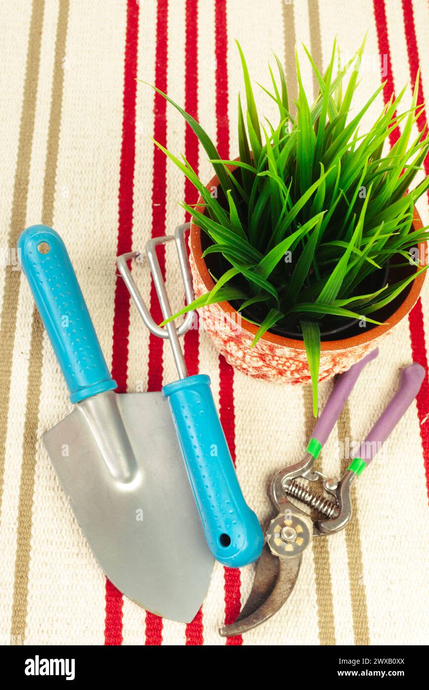 composition of garden tools Stock Photo - Alamy