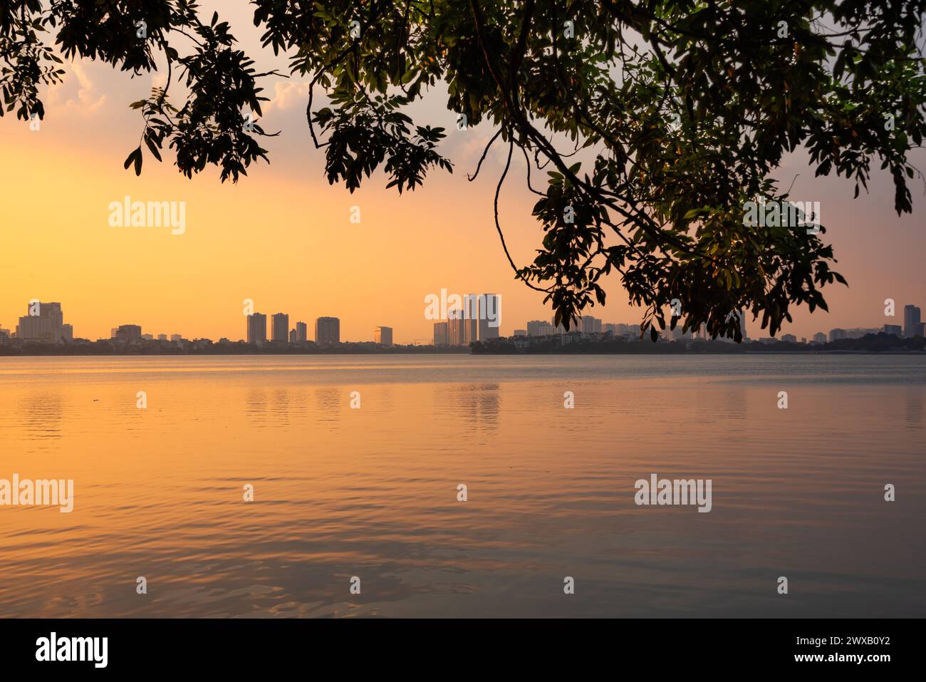 Skyline Hanoi city, Vietnam on sunset Stock Photo - Alamy