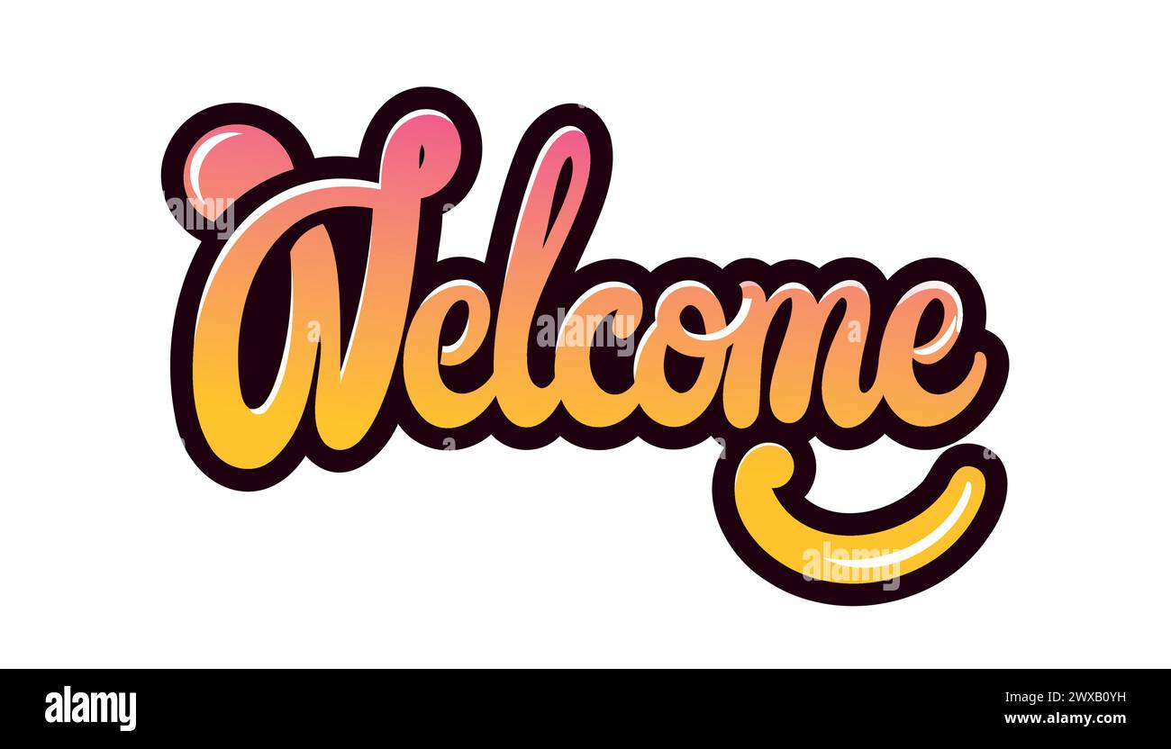 WELCOME - word in cartoon style on a white background. Vector ...