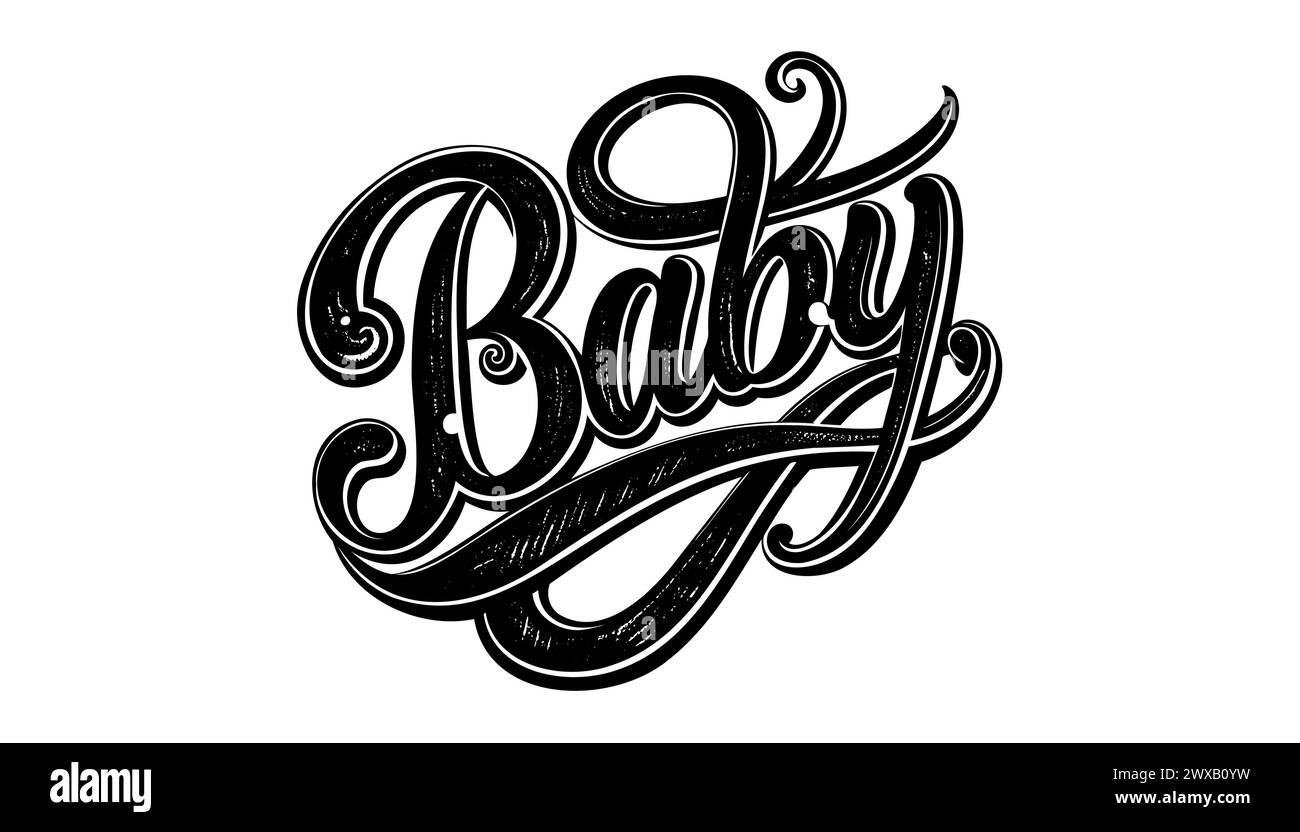 Baby - calligraphic inscription on a white background. Vector ...