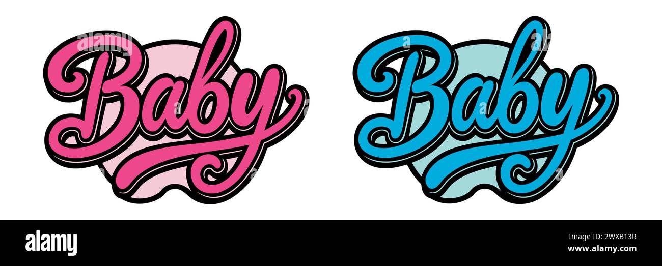 Baby - cartoon inscription on a white background. vector illustration ...