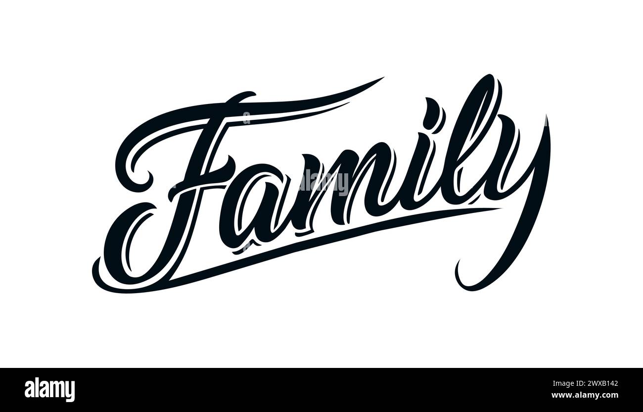 Family calligraphic inscription with smooth lines. Minimalistic hand ...