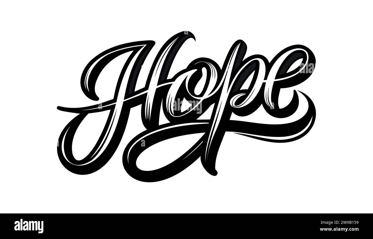 Hope typographic lettering isolated on white background. Hand ...