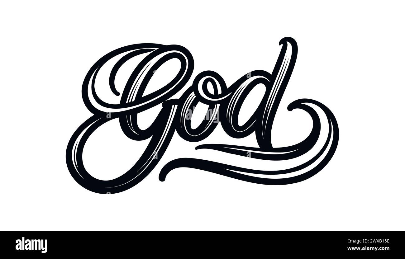 God - calligraphic inscription on a white background. Vector ...