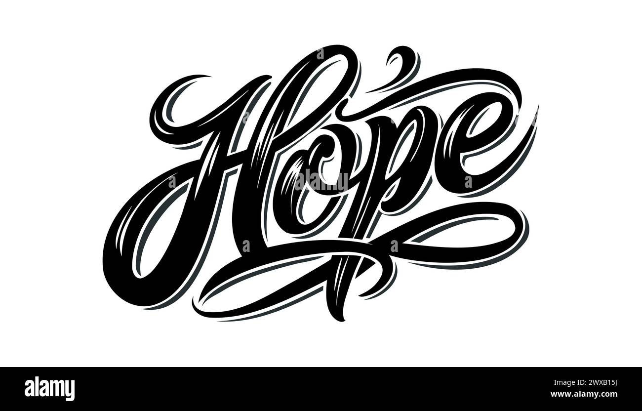 Hope typographic lettering isolated on white background. Hand ...