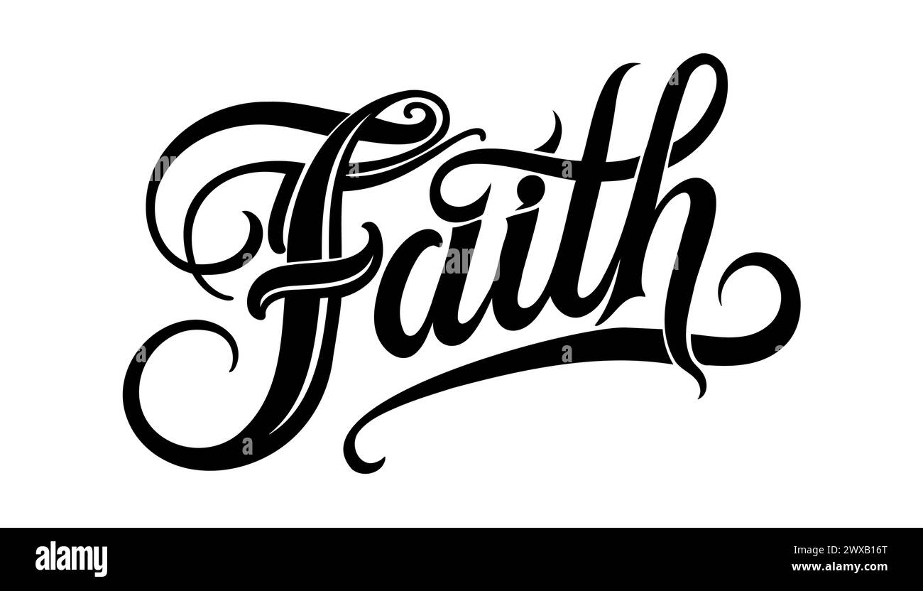 Faith word hand lettering. Handmade vector calligraphy Stock Vector ...