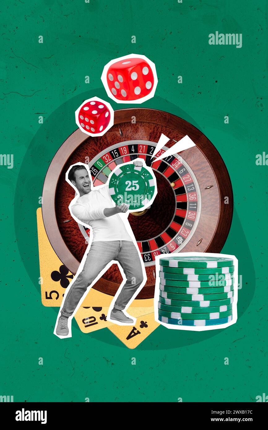 Composite 3d photo collage of black white silhouette joyful smiled guy ...