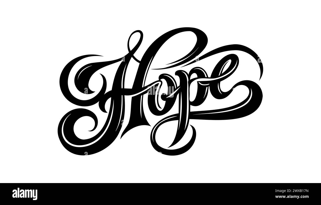 Hope typographic lettering isolated on white background. Hand ...