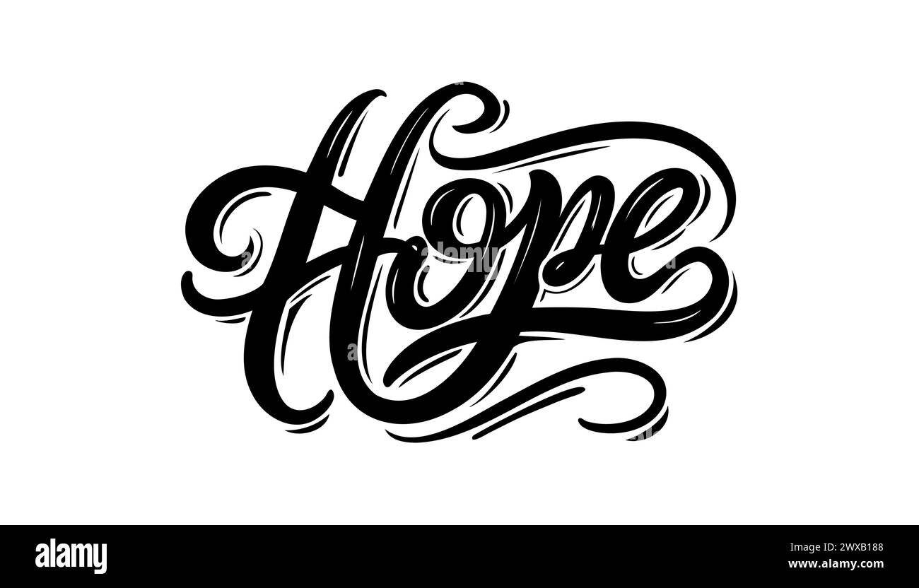 Hope typographic lettering isolated on white background. Hand ...