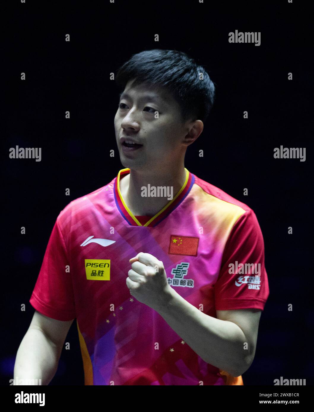 Incheon, South Korea. 29th Mar, 2024. Ma Long of China celebrates ...