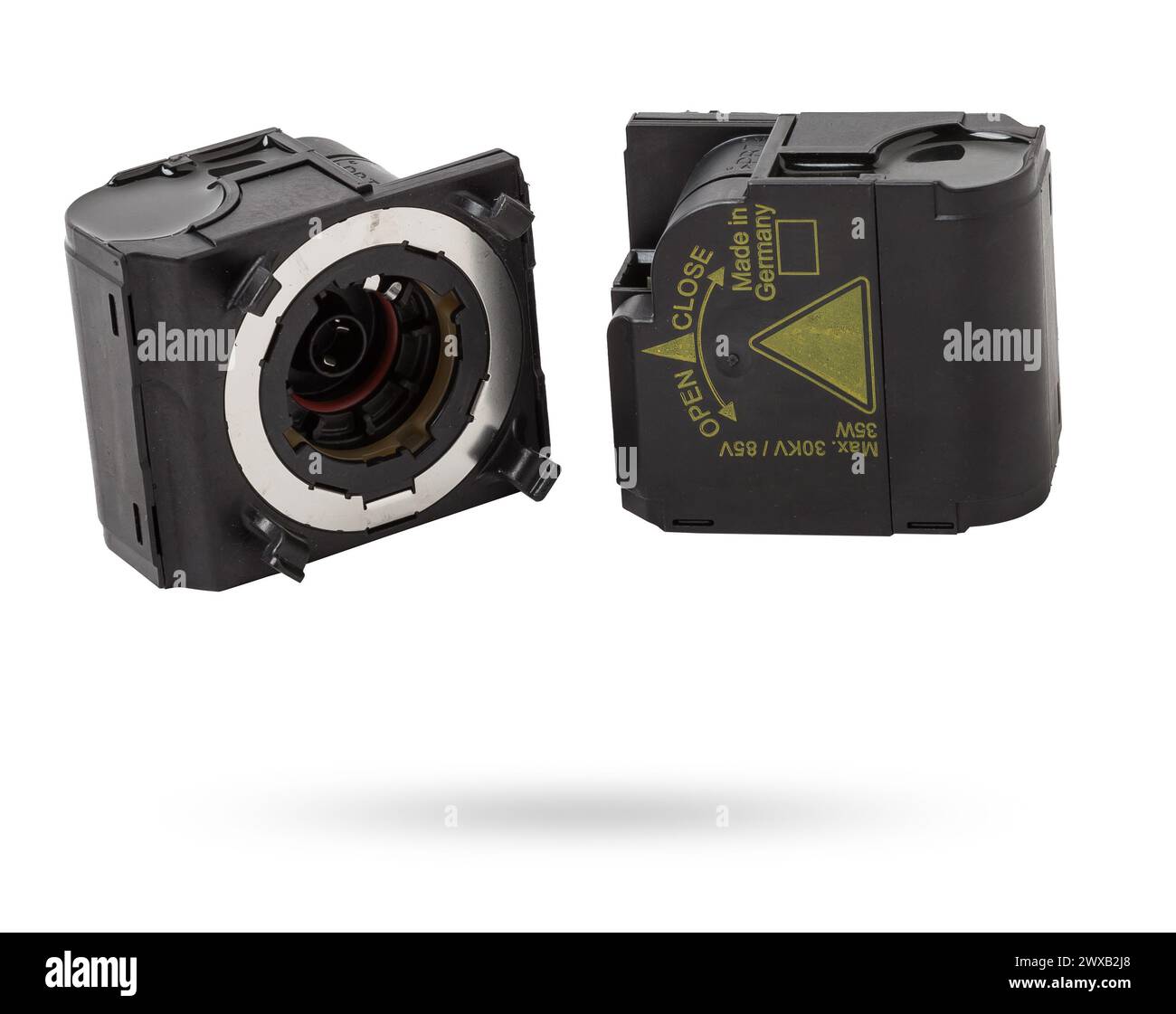 Spare part metall car engine control unit with metal elements on a ...