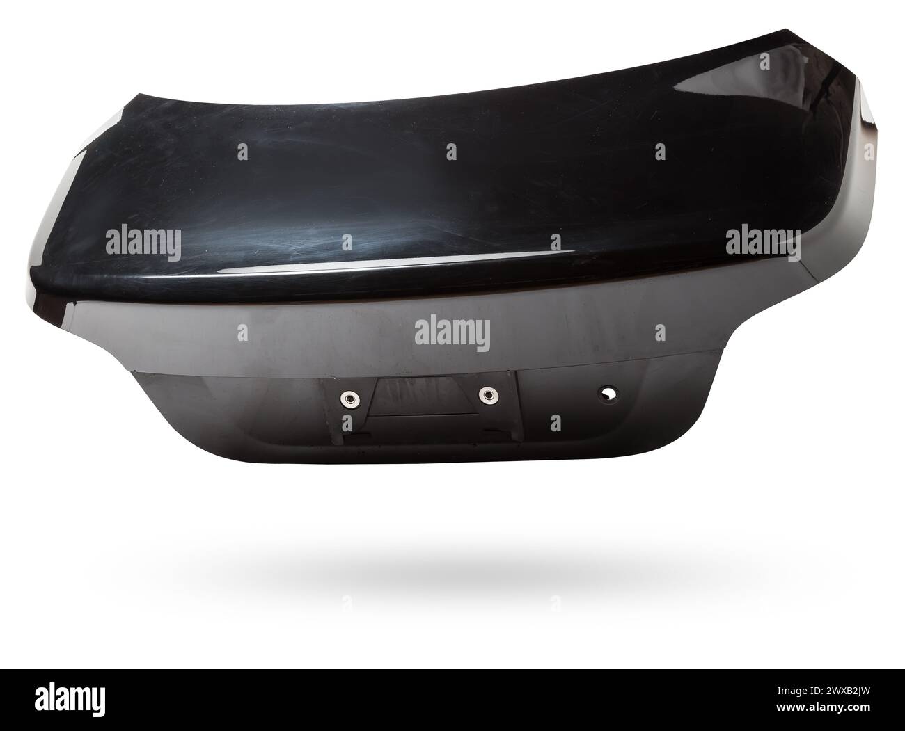 black metallic boot lid reverse side with stiffeners on a white ...
