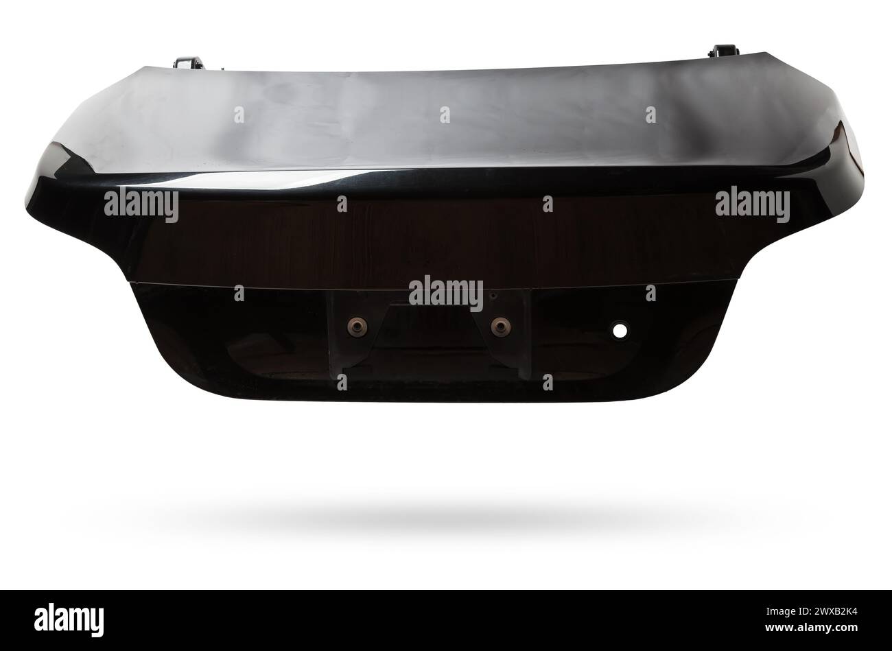 black metallic boot lid reverse side with stiffeners on a white ...