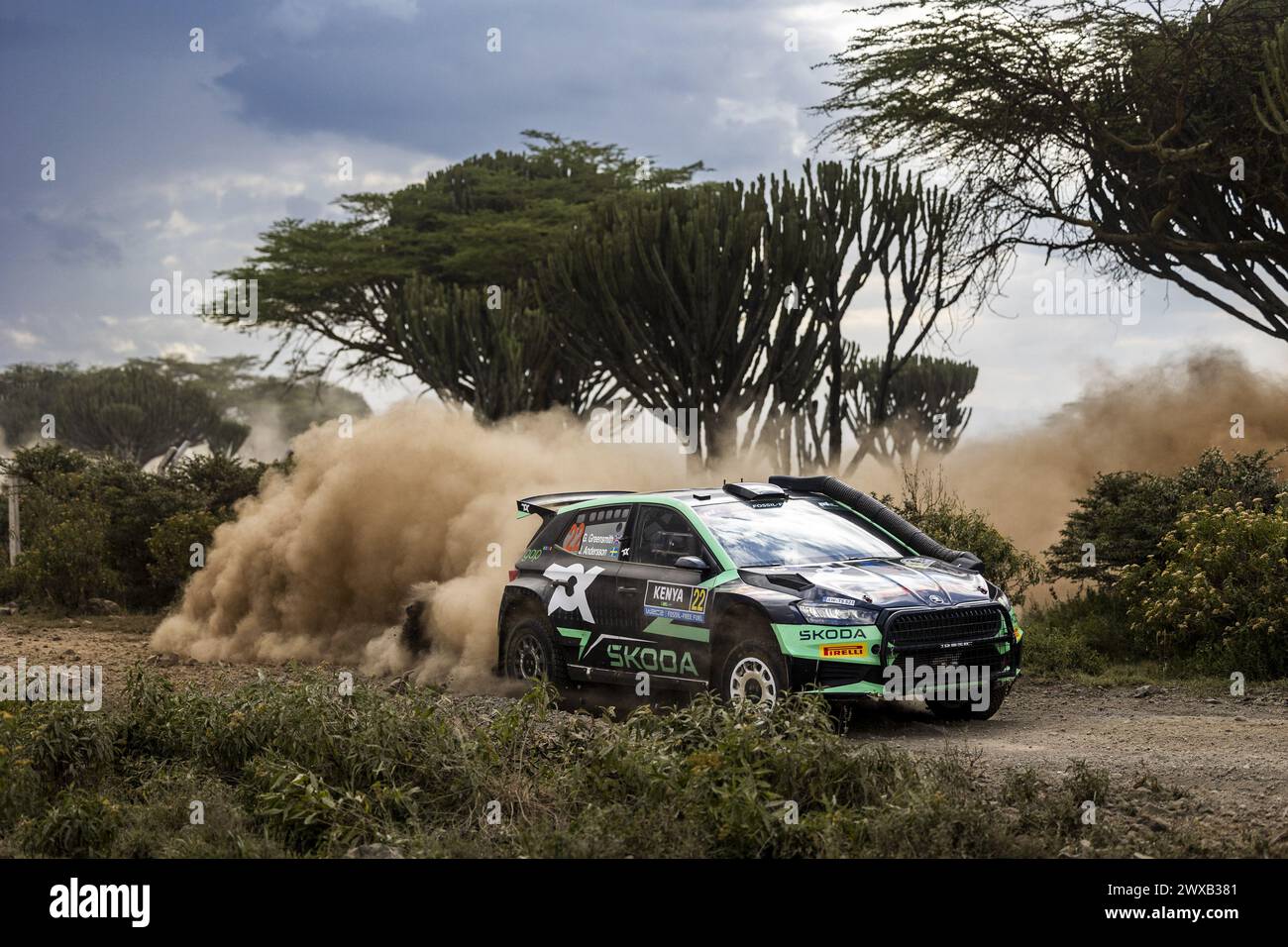 22 GREENSMITH Gus, ANDERSSON Jonas, Skoda Fabia RS Rally2, actionduring the Safari Rally Kenya ...