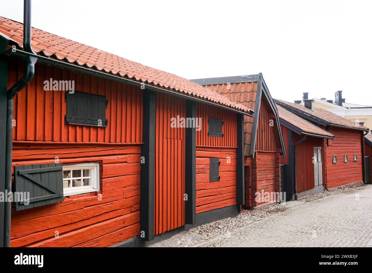 View of old wooden buildings Stock Photo - Alamy