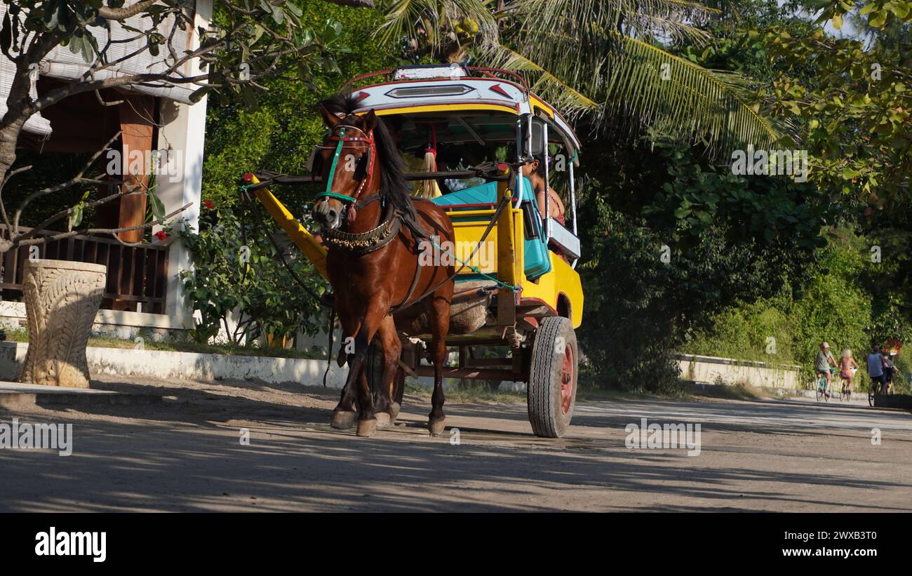 A traditional means of transportation on the Gili Trawangan island of ...