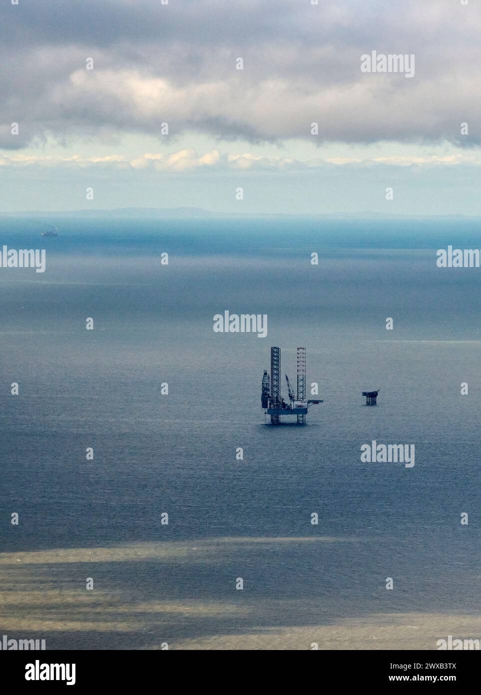 A Gas Platform offshore, in the Irish Sea, north west England, UK, shot ...