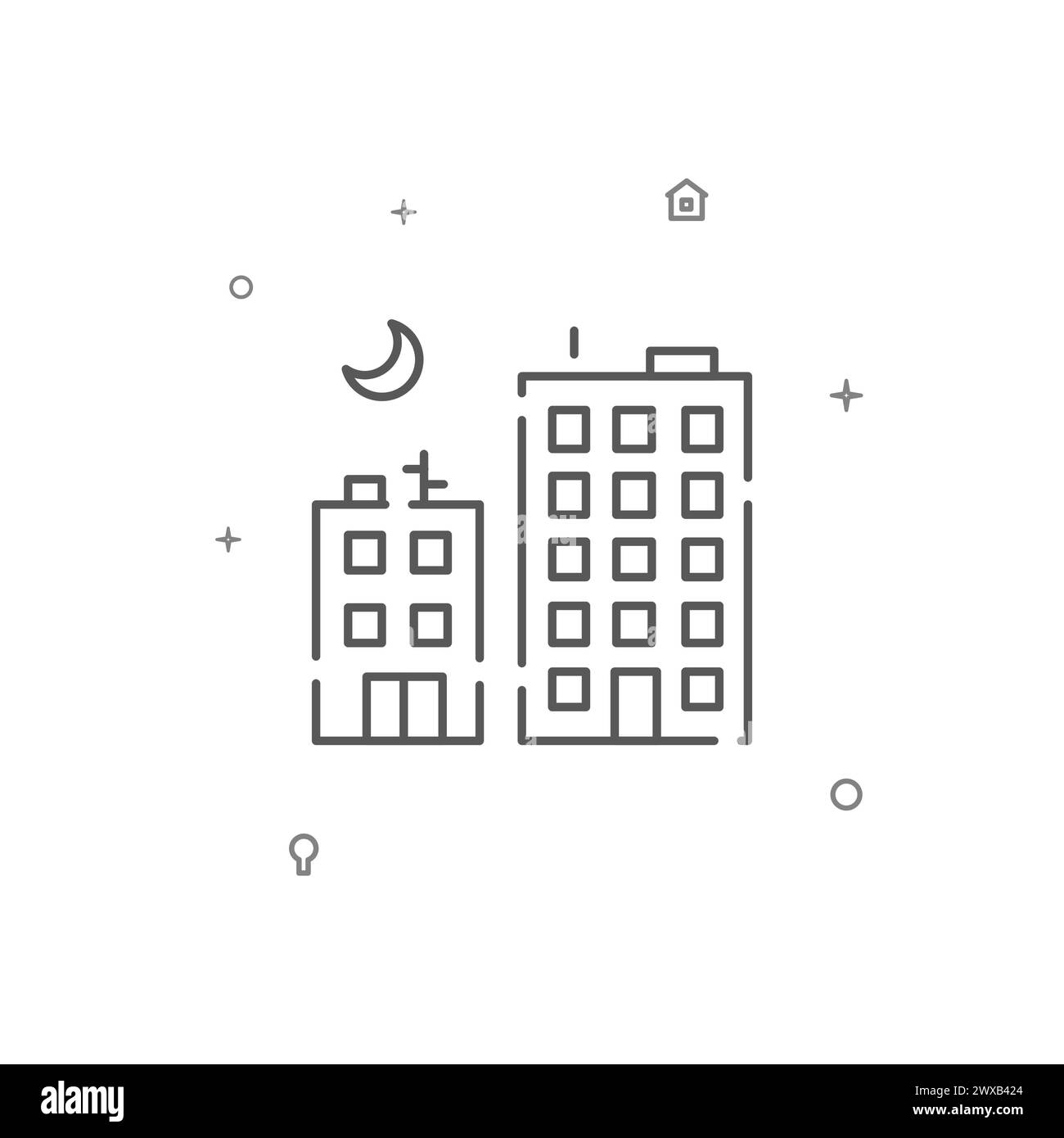 Residential areas, panel houses simple vector line icon. Symbol ...