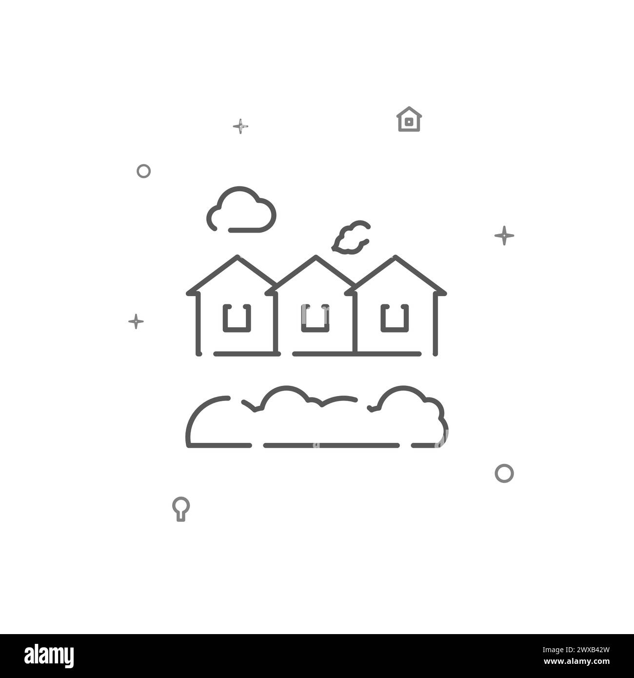Townhouses, village simple vector line icon. Symbol, pictogram, sign ...
