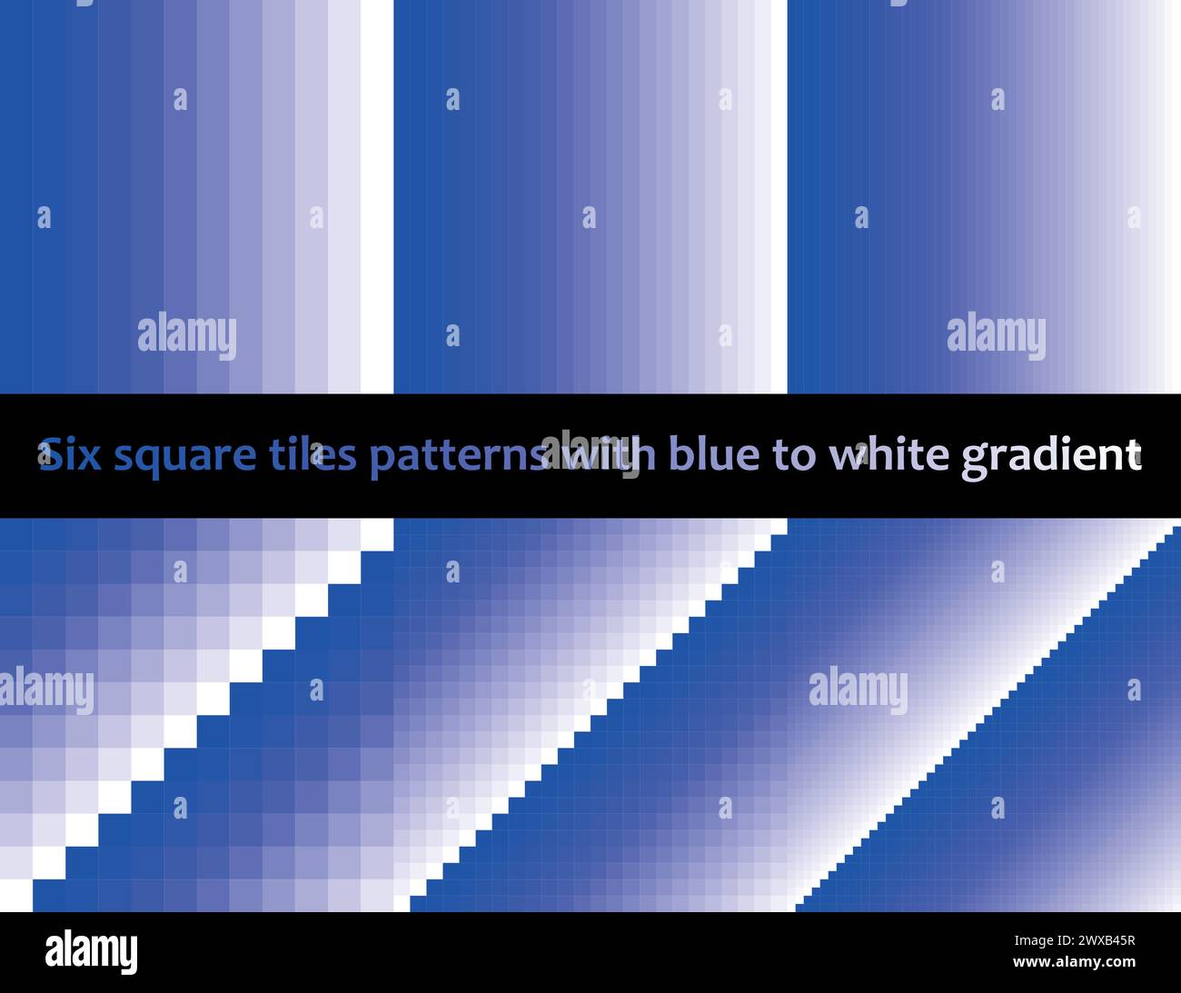 Blue to white gradient in square tiles, seamless vector pattern ...