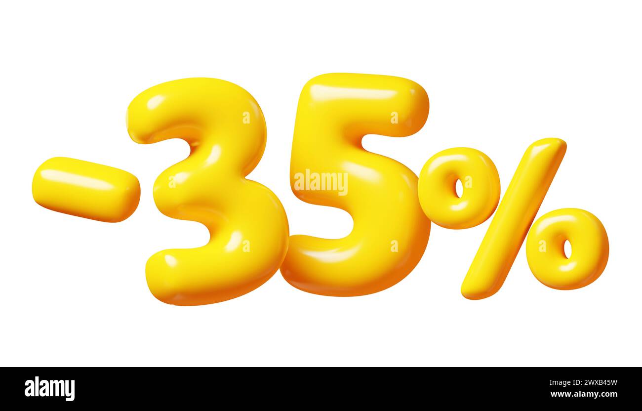 Balloon number minus thirty five percent sign for sale concept. 3d ...