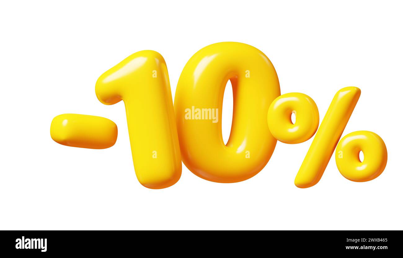 Balloon number minus ten percent sign for sale concept. 3d render ...