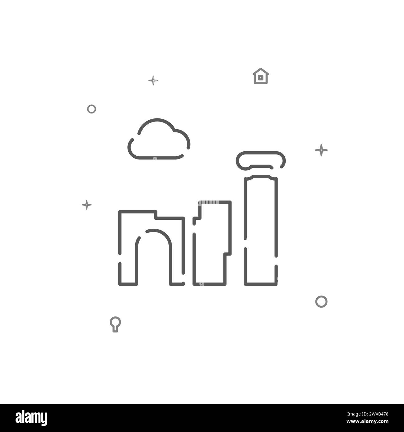 Antique ruins simple vector line icon. Symbol, pictogram, sign isolated ...