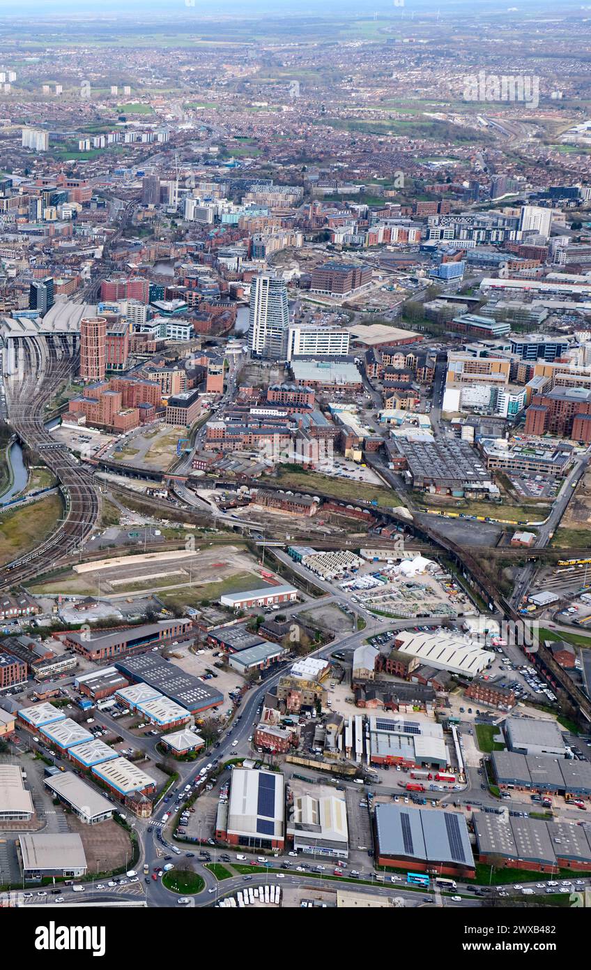 An aerial photograph of Leeds City Centre business district, from the ...