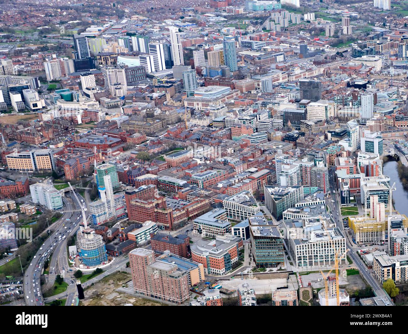 An aerial photograph of Leeds City Centre business district, from the ...