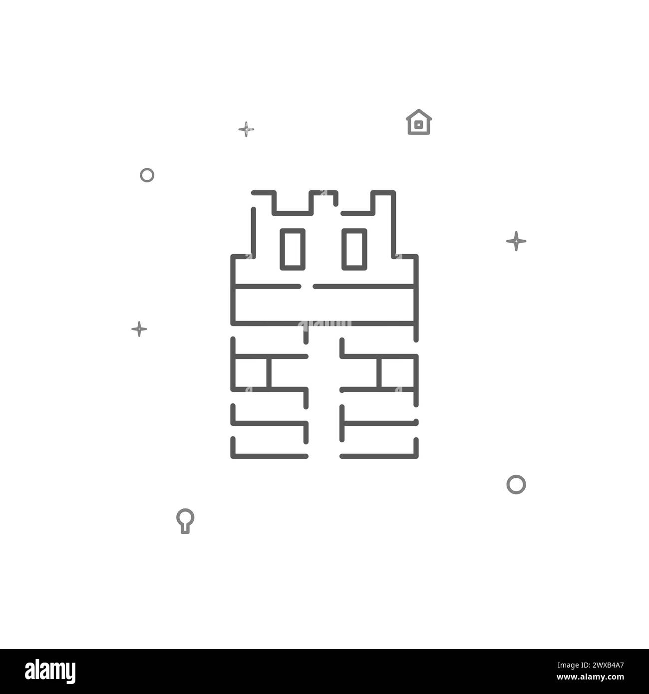 Watch tower simple vector line icon. Symbol, pictogram, sign isolated ...