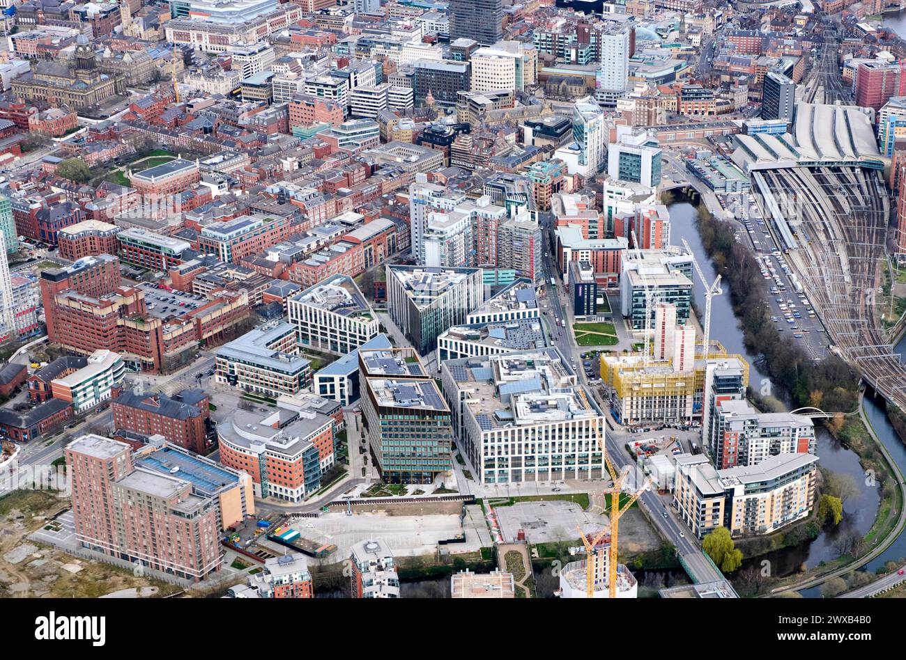 An aerial photograph of Leeds City Centre business district, from the ...