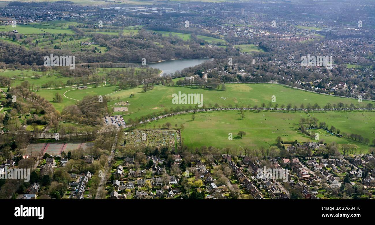 An aerial photograph of Roundhay park, north Leeds, West Yorkshire ...