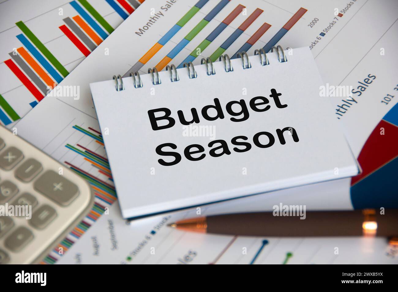 Budget season text on notepad with business analysis background Stock ...