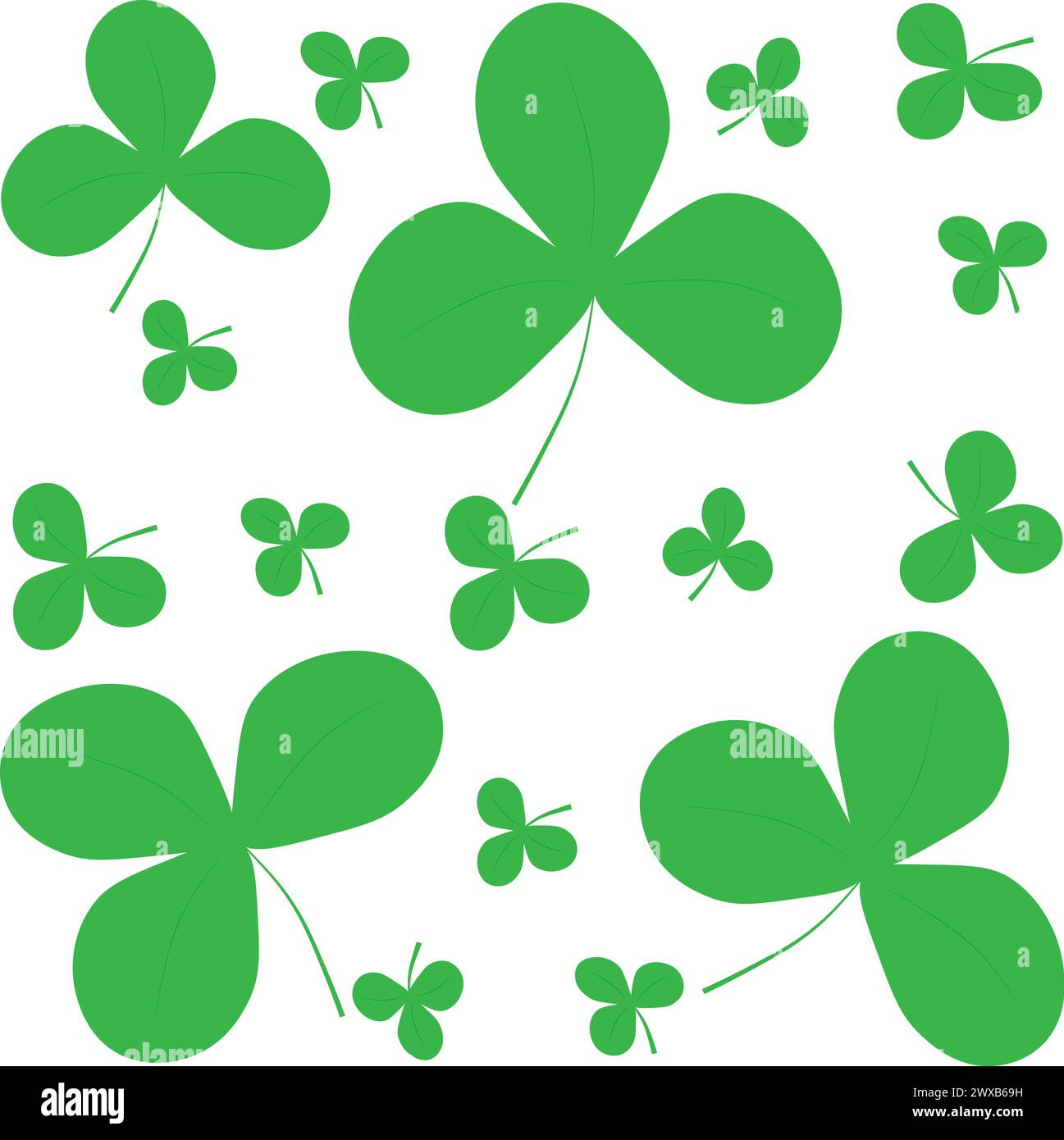 Clover leaves with a flat pattern, vector illustration highlighted on a ...