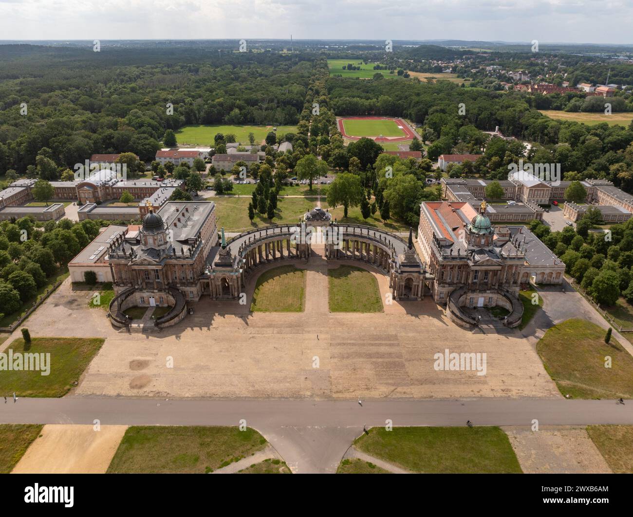 Colonnade of Sanssouci Palace, the former summer palace of Frederick ...