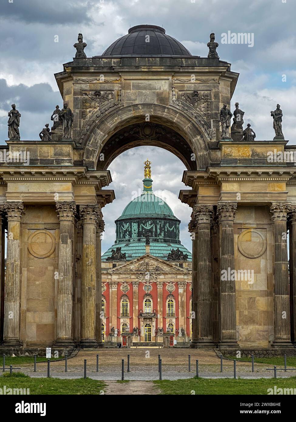 Colonnade of Sanssouci Palace, the former summer palace of Frederick ...