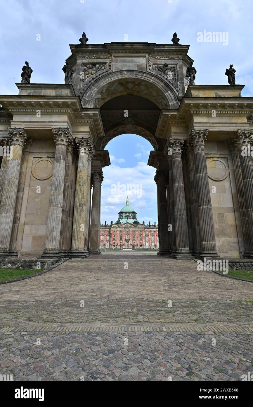 Colonnade of Sanssouci Palace, the former summer palace of Frederick ...