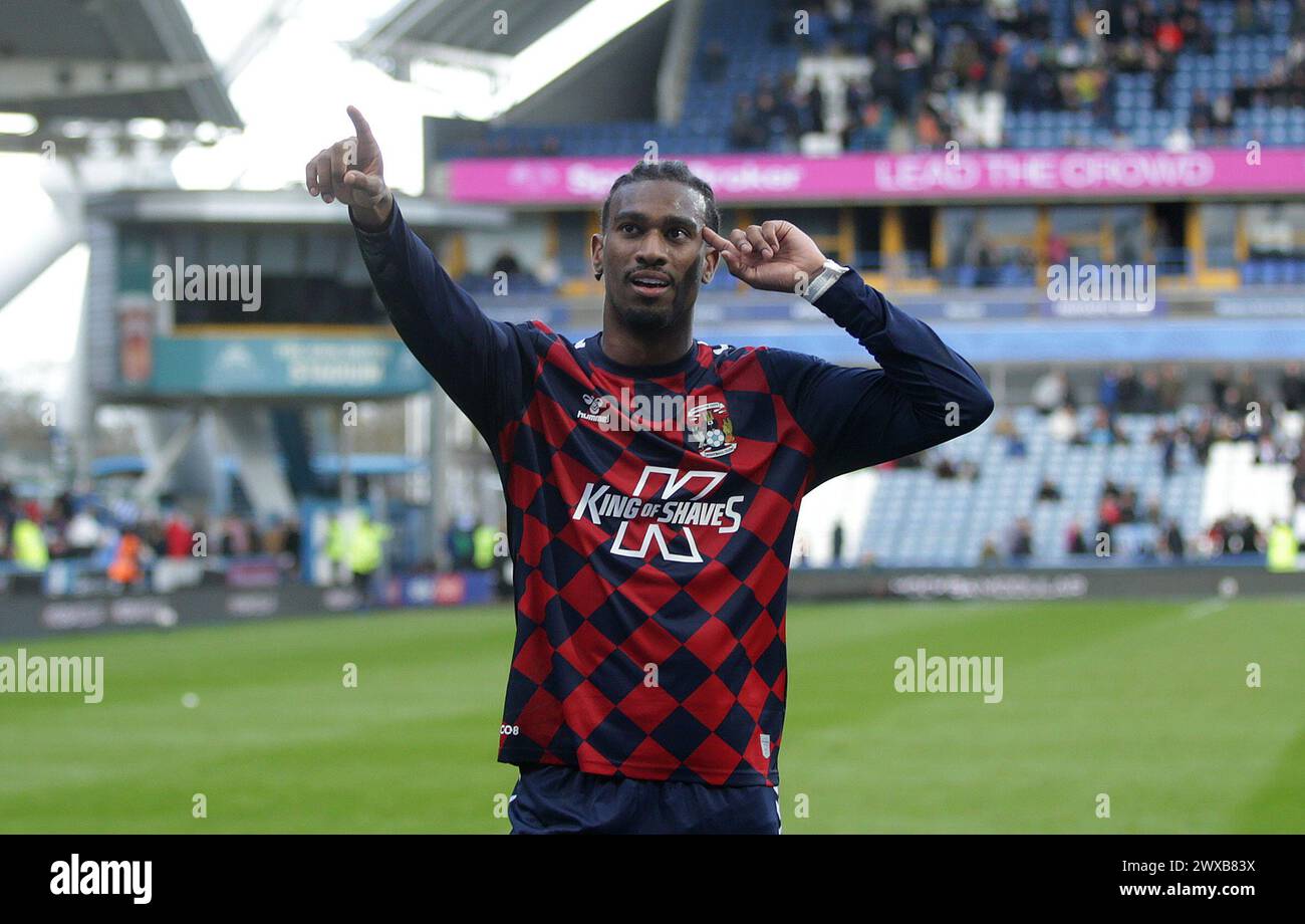 Coventry City's Haji Wright celebrates scoring their third goal of the ...