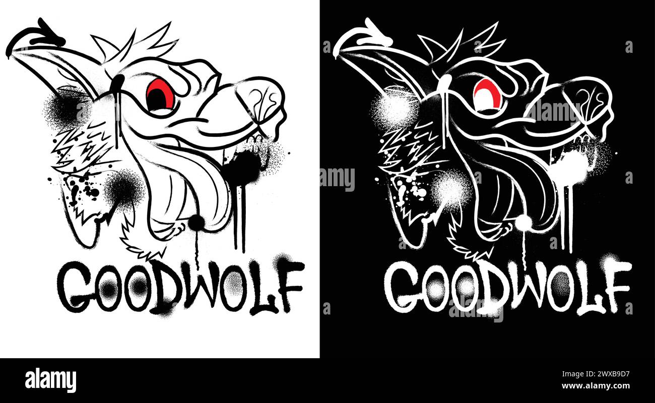 graffiti wolf illustration, streetwear graffiti Wolf, street style ...