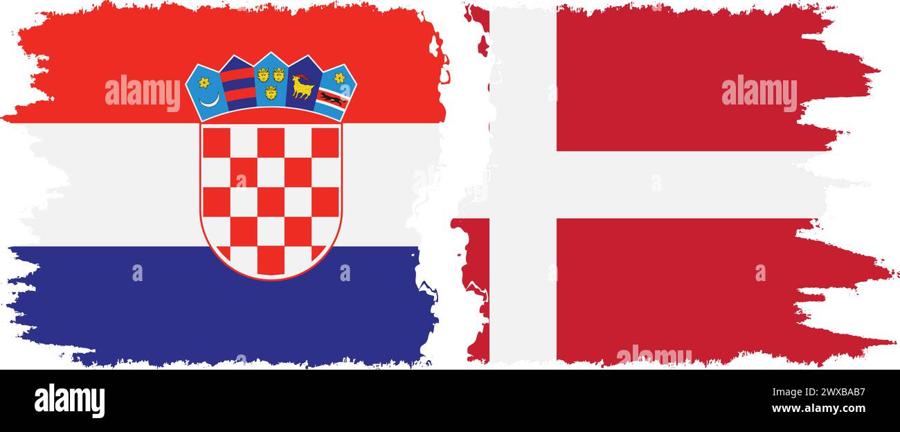 Denmark and Croatia grunge flags connection, vector Stock Vector Image ...