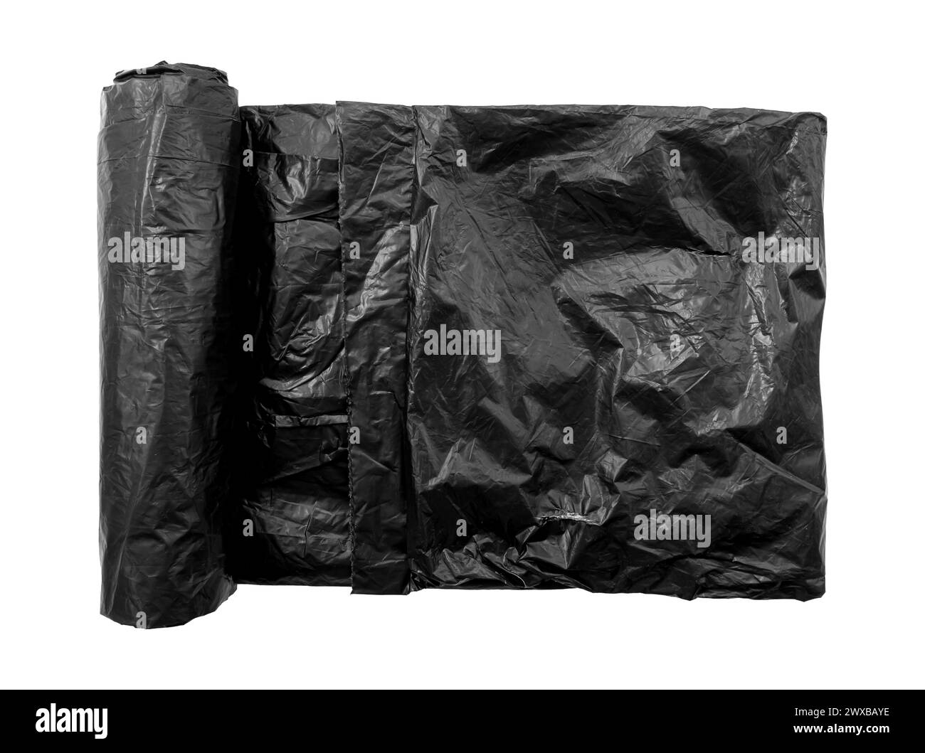 Rolled black garbage bag on a white background. Garbage roll isolate ...