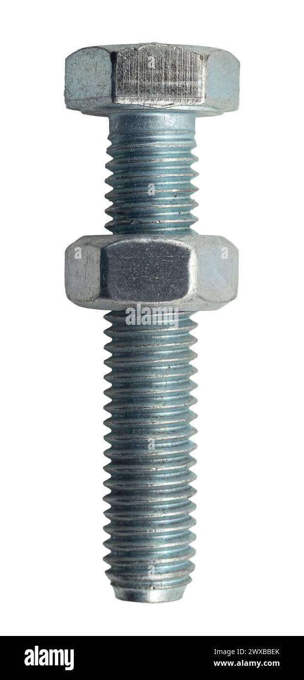 Bolt with nut on a white background. Tools. Silver Bolt Isolate Stock ...