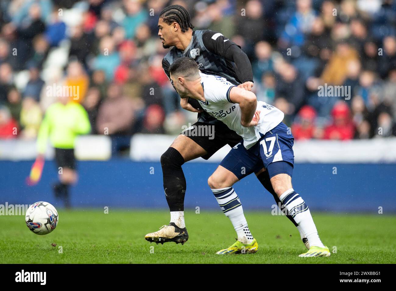 Cameron Humphreys #24 of Rotherham United F.C tackled by Layton Stewart ...