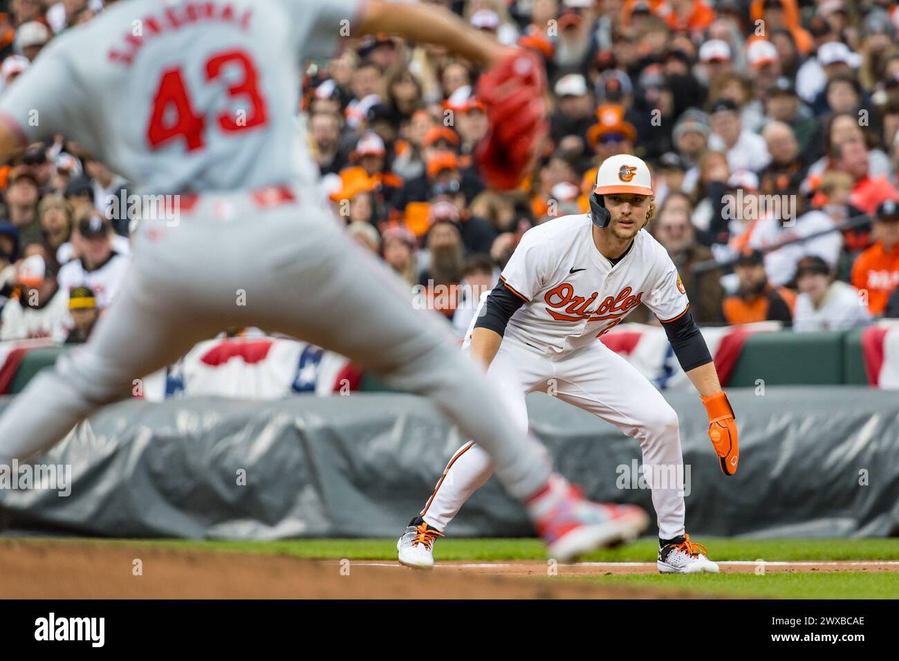 Baltimore, Maryland, USA. 28th Mar, 2024. Baltimore Orioles third baseman Gunnar Henderson (2 ...