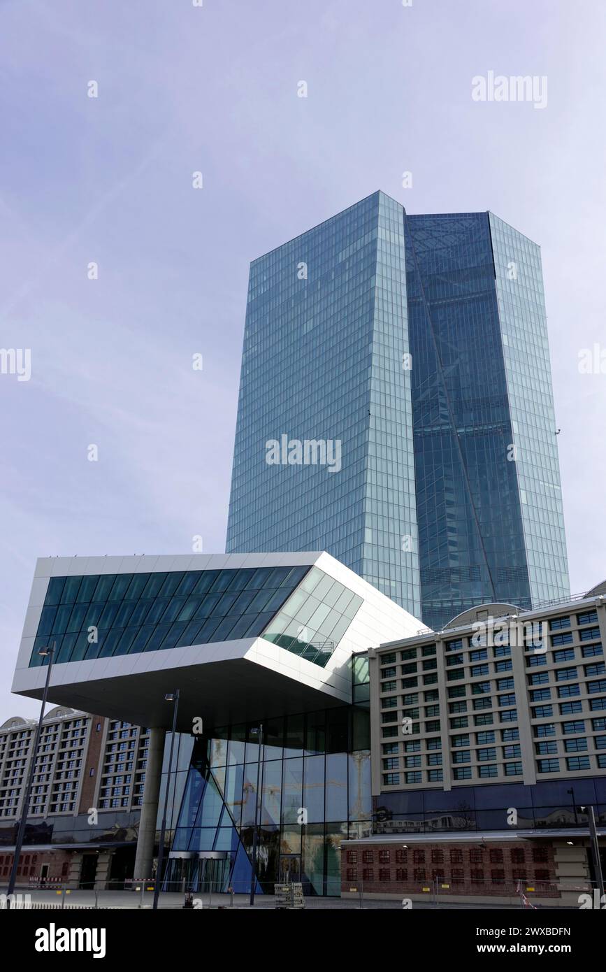 The new European Central Bank, ECB, building complex with modern glass ...