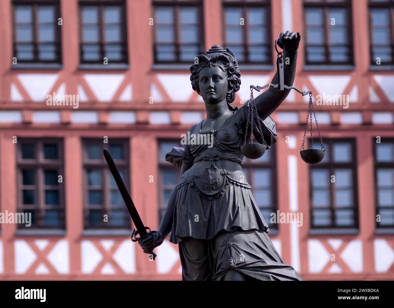 Justitia, Roman goddess of justice, with scales but without blindfold ...